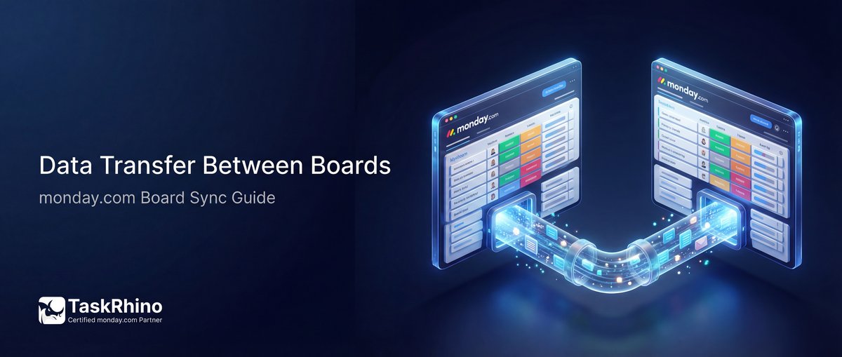 monday.com Data Transfer Between Boards Automation - TaskRhino